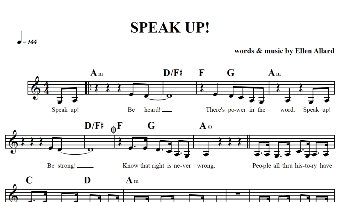 Speak Up - Sheet Music - Ellen Allard Speak Up - Sheet Music - Ellen Allard